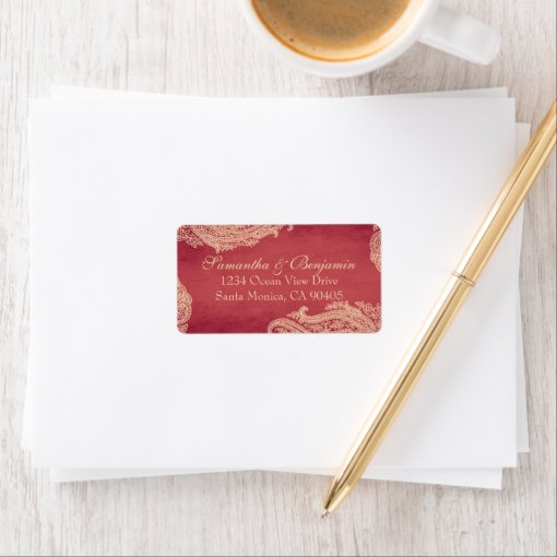 Indian Wedding, Hindu Wedding, Mehndi, red, gold Label | Zazzle