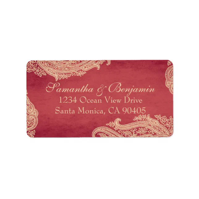 Indian Wedding, Hindu Wedding, Mehndi, red, gold Label | Zazzle