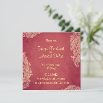 Indian Wedding Invitation, Hindu, Mehndi red, gold Invitation | Zazzle