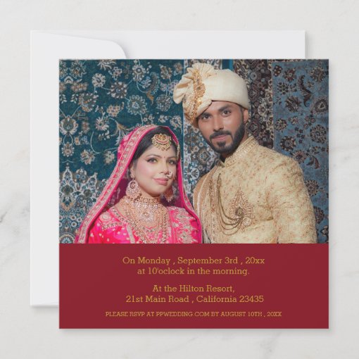 Indian Wedding Mandap Ganesha Gold Script Photo Invitation | Zazzle