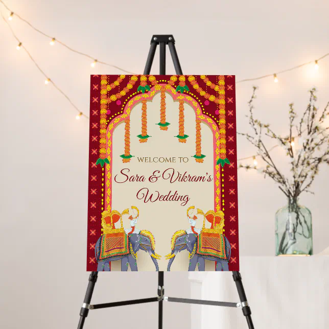 Indian Wedding welcome sign & Hindu Welcome signs | Zazzle