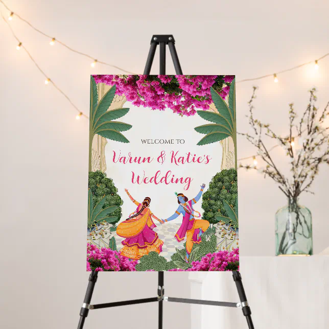 Indian welcome board for your Hindu wedding sign | Zazzle