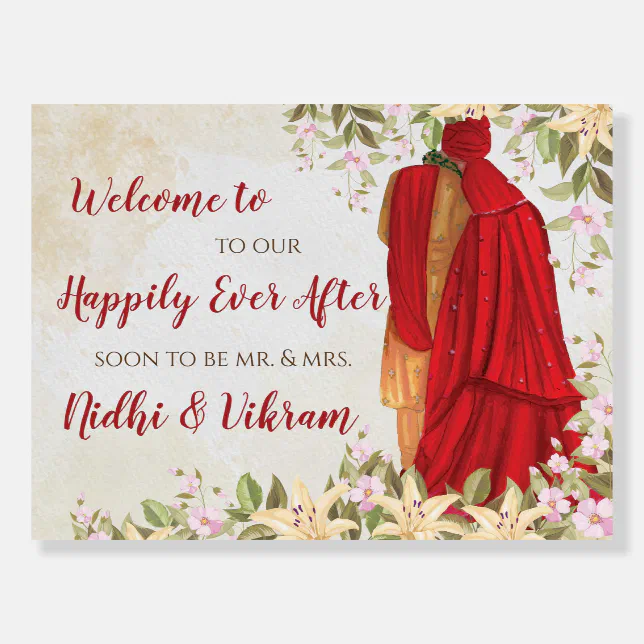 Indian Welcome sign Hindu Wedding Welcome sign | Zazzle