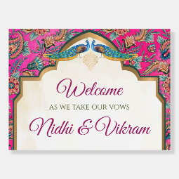Indian welcome wedding poster with Indian Peacock | Zazzle