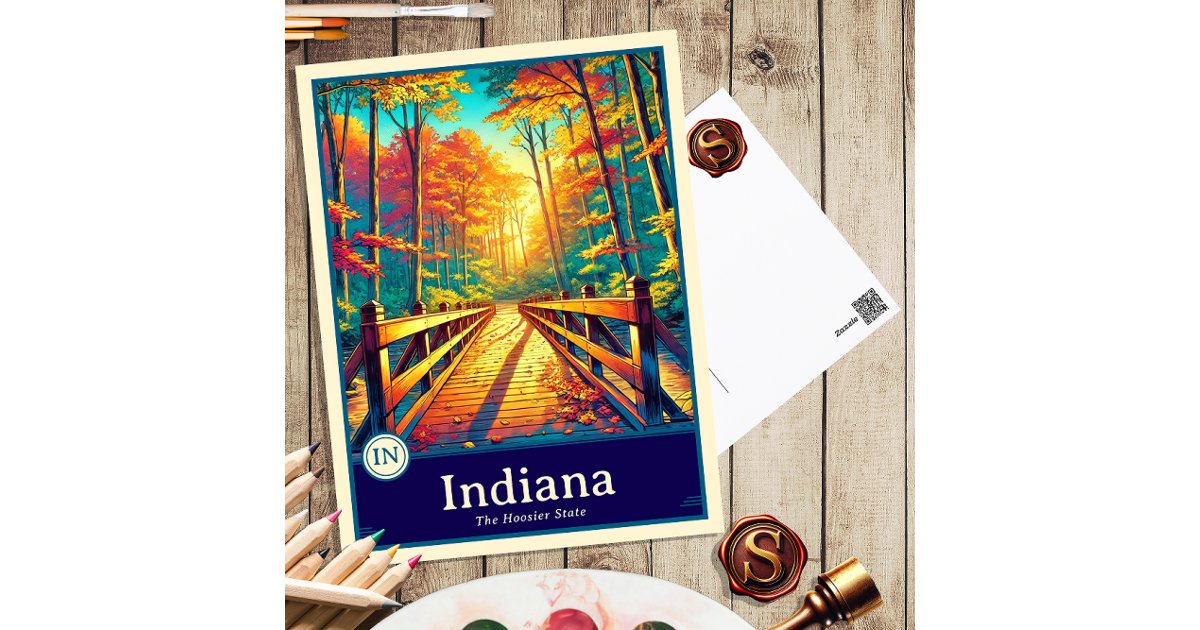 Indiana | Anime Style Cel Shaded Postcard | Zazzle