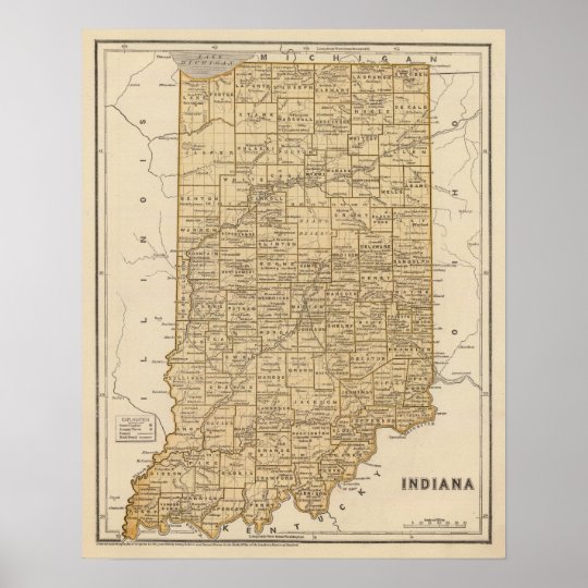 Indiana Atlas Map Poster | Zazzle.com