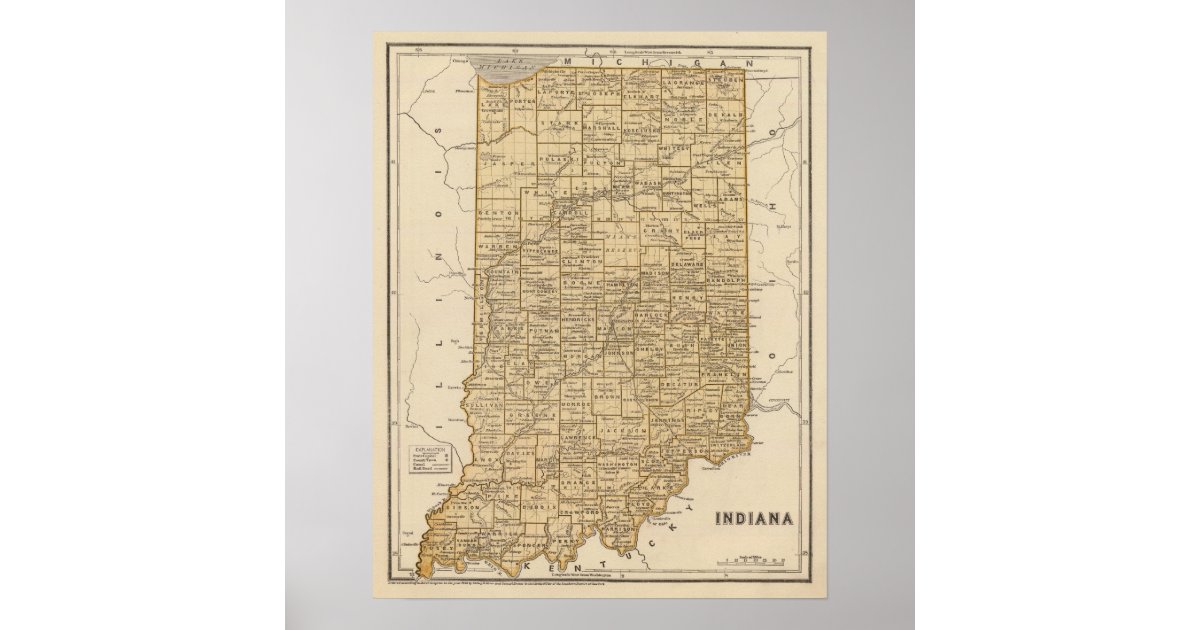 Indiana Atlas Map Poster | Zazzle