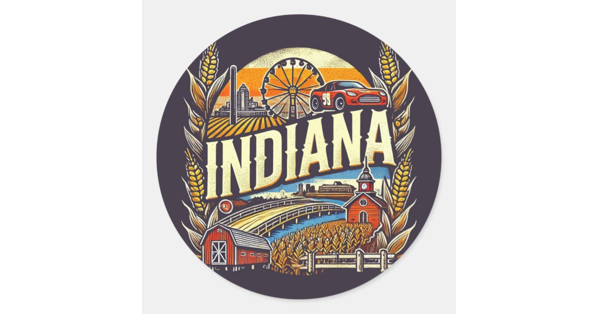 Indiana Classic Round Sticker | Zazzle