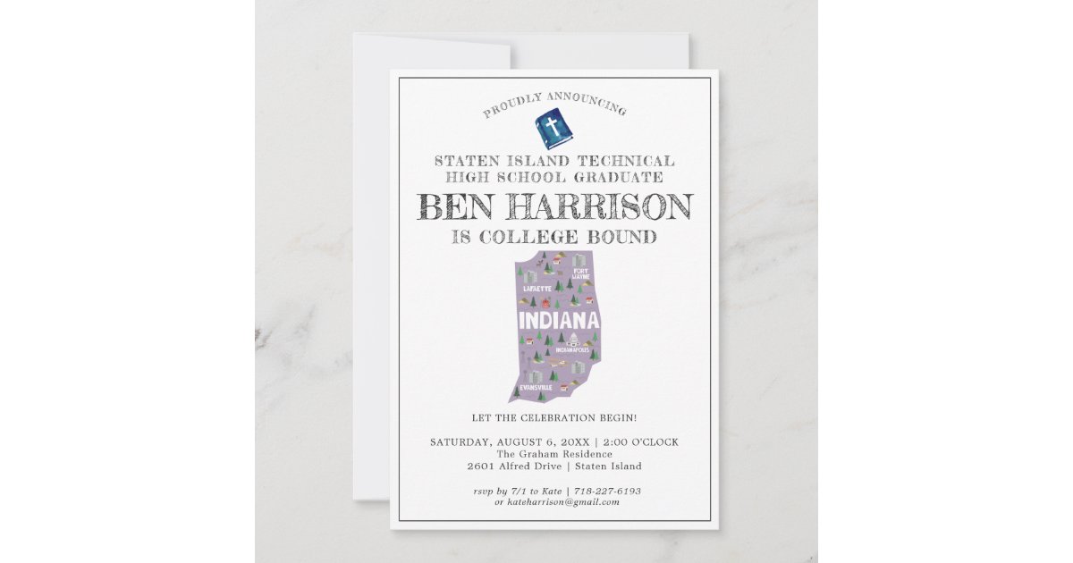 Indiana | College Bound Graduation Party Invitation | Zazzle