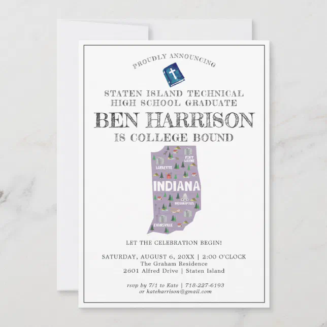 Indiana | College Bound Graduation Party Invitation | Zazzle