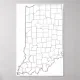Indiana Counties Blank Outline Map Poster | Zazzle