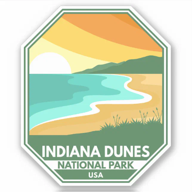 Indiana Dunes National Park Minimal Retro Emblem Sticker | Zazzle
