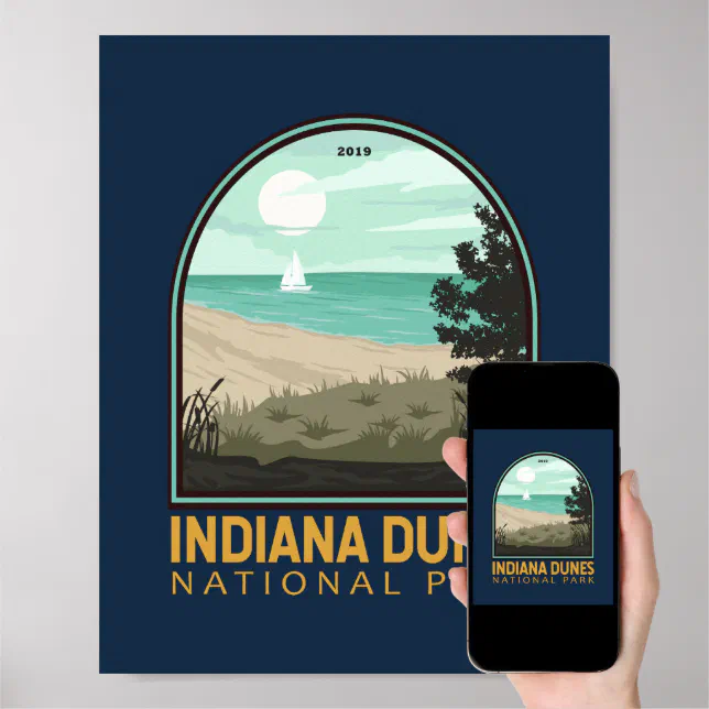 Indiana Dunes National Park Vintage Emblem Poster | Zazzle
