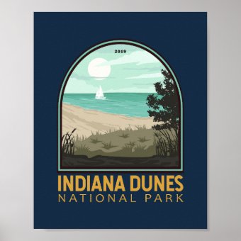 Indiana Dunes National Park Vintage Emblem Poster | Zazzle