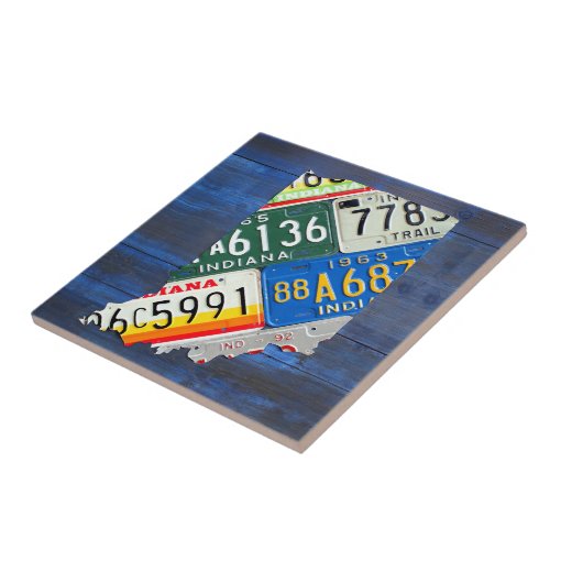 Indiana License Plate Map Ceramic Tile | Zazzle