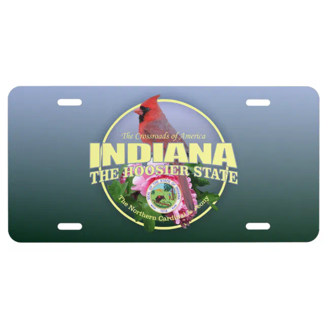 Indiana State Bird & Flower License Plate | Zazzle