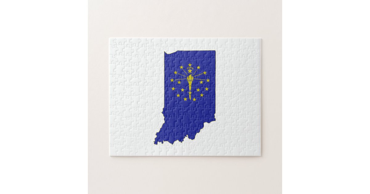Indiana State Flag and Map Jigsaw Puzzle | Zazzle