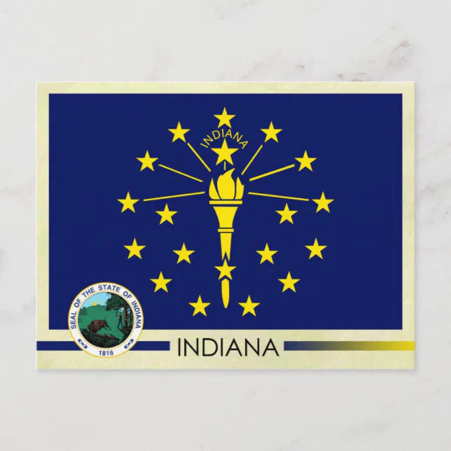 Indiana State Flag and Seal Postcard | Zazzle