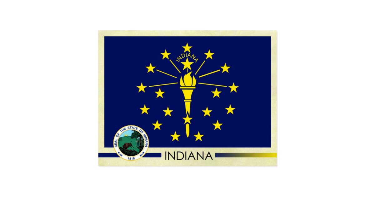 Indiana State Flag and Seal Postcard | Zazzle.com