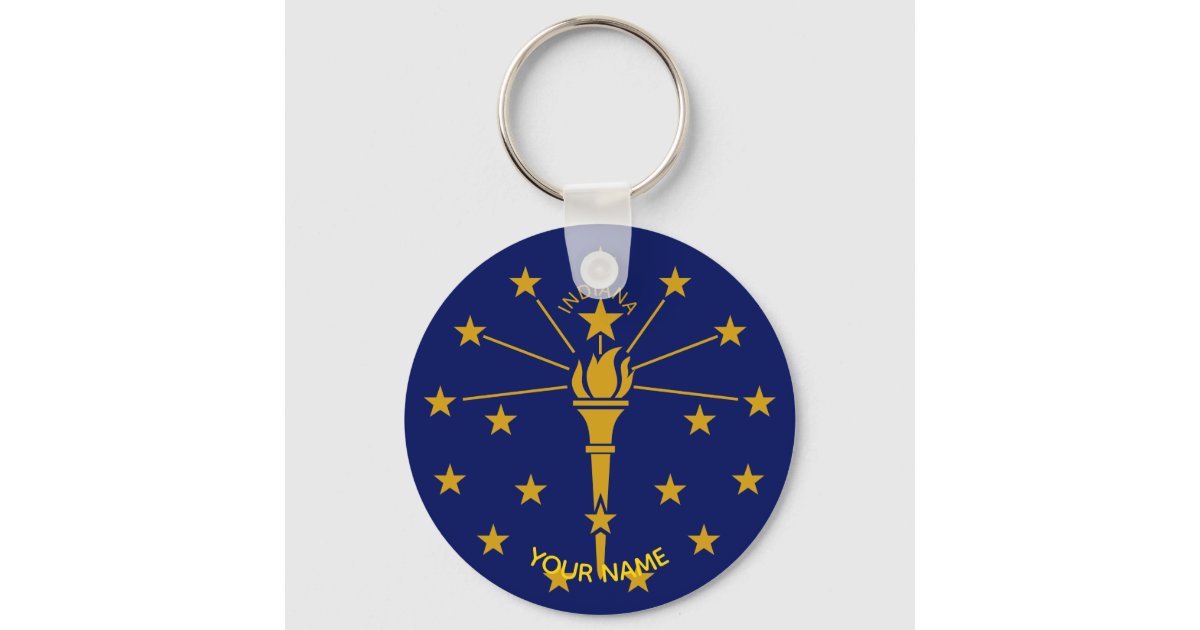 Indiana State Flag Keychain ID Tag YOUR NAME | Zazzle