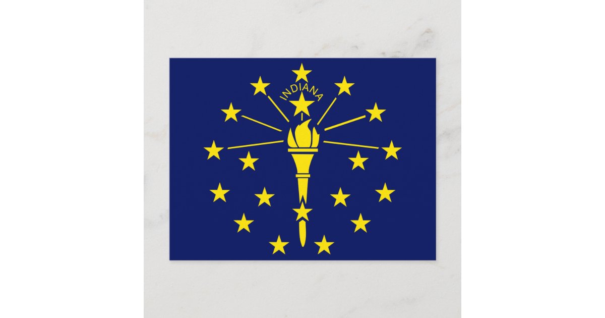Indiana State Flag of Blue & Gold Torch & Stars Postcard | Zazzle