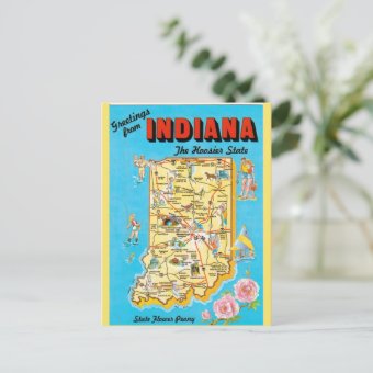 Indiana State Map Postcard | Zazzle