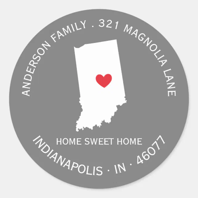 INDIANA State | New Home Address Label Sticker | Zazzle