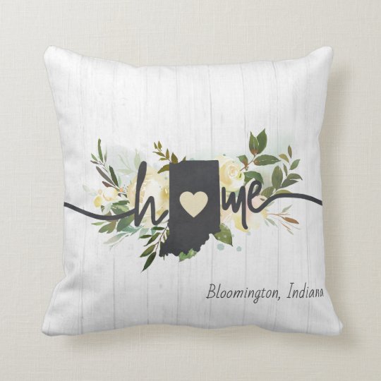 Indiana State Personalized Your Home City Rustic Throw Pillow | Zazzle.com