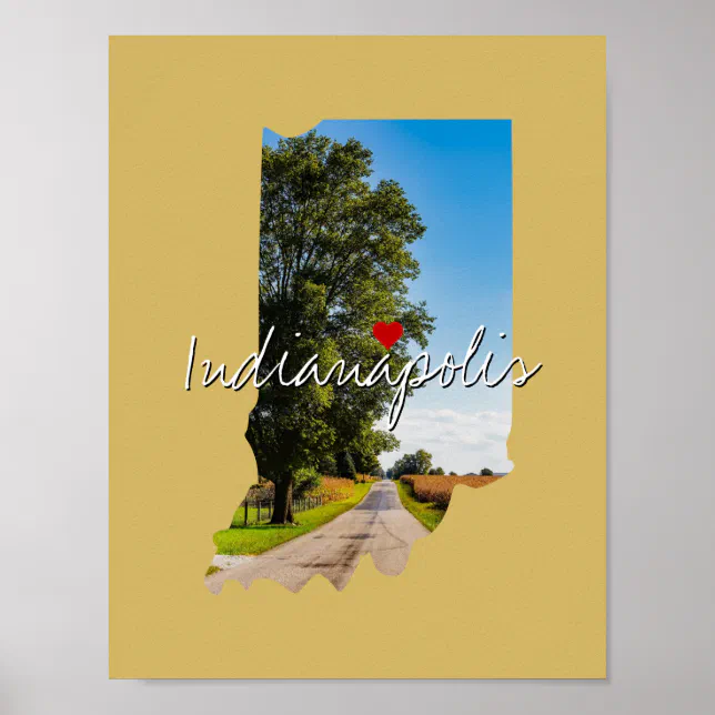 Indiana State Photo insert and town name Poster | Zazzle