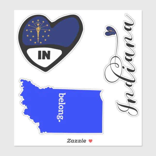 Indiana State, Sheet of Die Cut Stickers | Zazzle