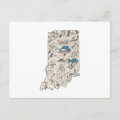 Indiana Vintage Picture Map Antique State Chart Postcard | Zazzle