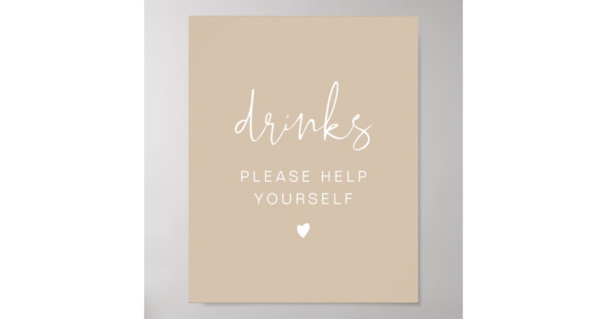 INDIE Bohemian Beige Drinks Bar Poster | Zazzle