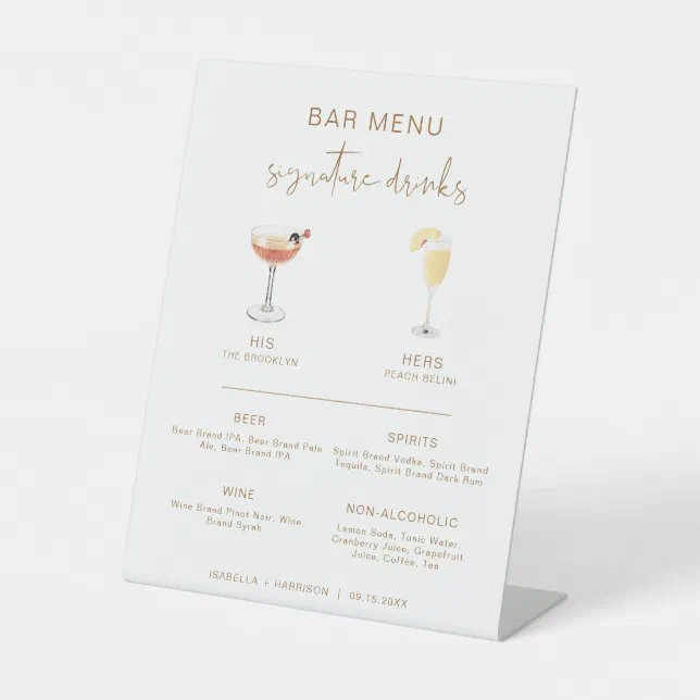INDIE Bohemian Cocktail Signature Drink Bar Menu Pedestal Sign | Zazzle