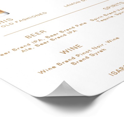 INDIE Bohemian Cocktail Signature Drink Bar Menu Poster | Zazzle