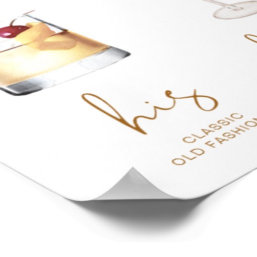 INDIE Boho Watercolor Cocktail Signature Drink Poster | Zazzle