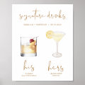 INDIE Boho Watercolor Cocktail Signature Drink Poster | Zazzle