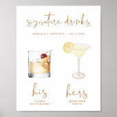 INDIE Boho Watercolor Cocktail Signature Drink Poster | Zazzle