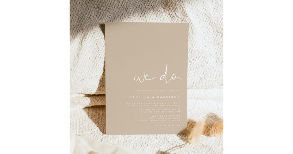 INDIE Modern Bohemian Earth Tone Beige Wedding Invitation | Zazzle