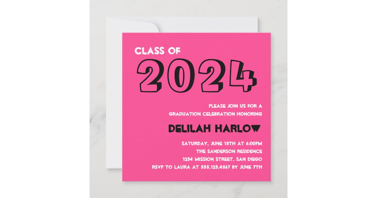Indie Punk Retro Pink Photo Y2K Graduation Party Invitation | Zazzle