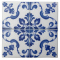 Indigo Azulejo Blue Portuguese Lisbon Decorative Ceramic Tile | Zazzle