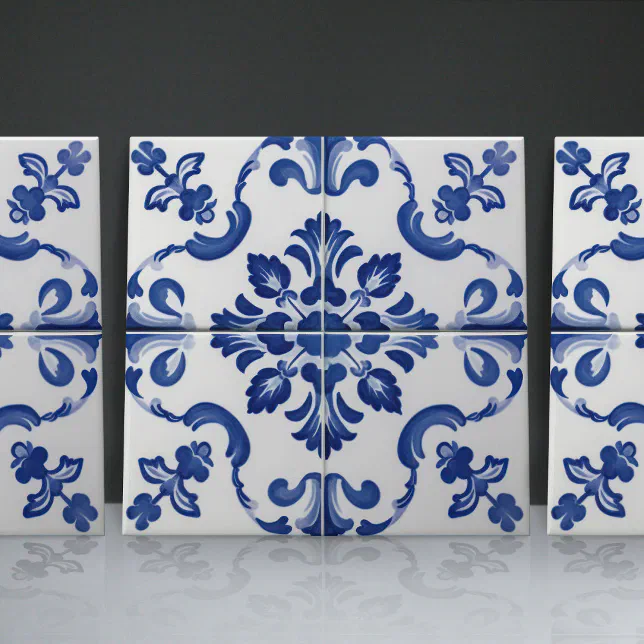 Indigo Azulejo Blue Portuguese Lisbon Decorative Ceramic Tile | Zazzle