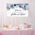 Indigo Blue Floral Engagement Party Welcome Banner | Zazzle