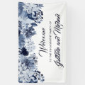 Indigo Blue Floral Engagement Party Welcome Banner | Zazzle