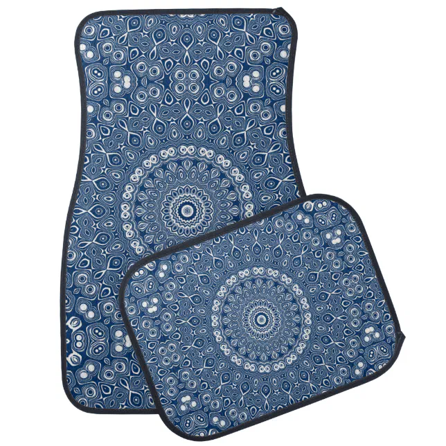 Indigo Blue Mandala Pattern Car Floor Mat | Zazzle
