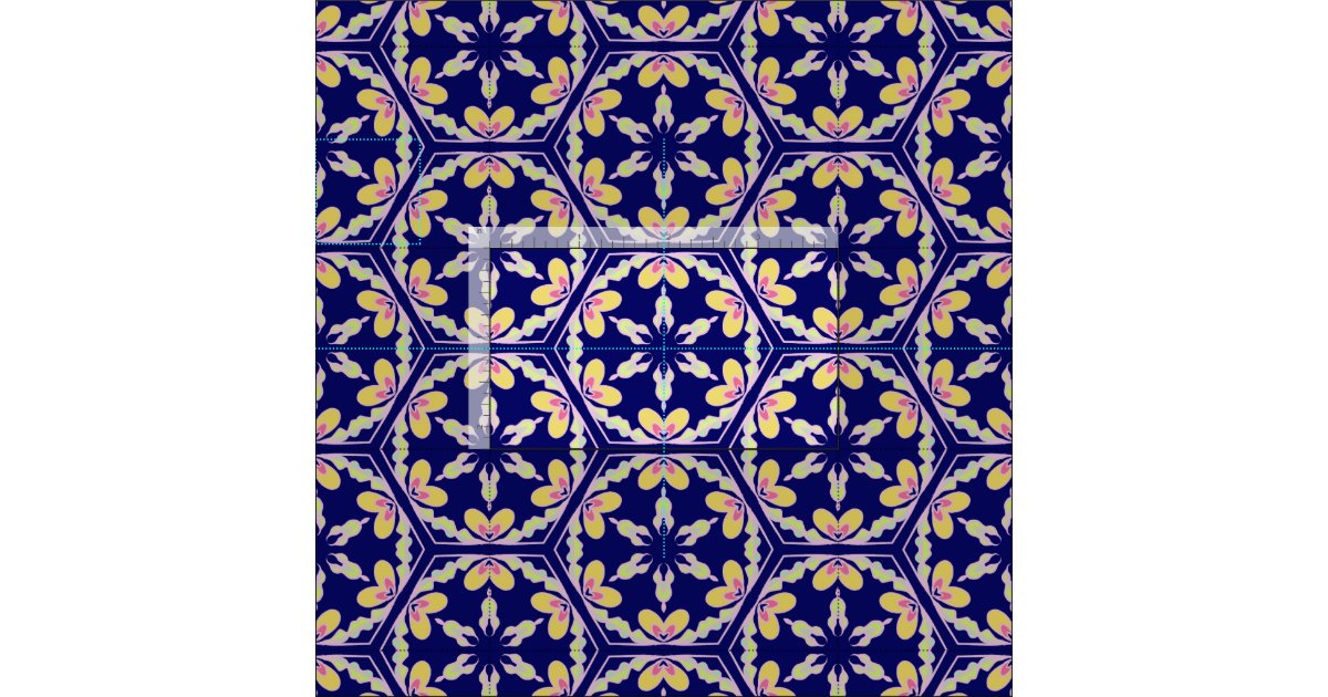 Indigo Blue Spanish Mediterranean tile pattern Fabric | Zazzle