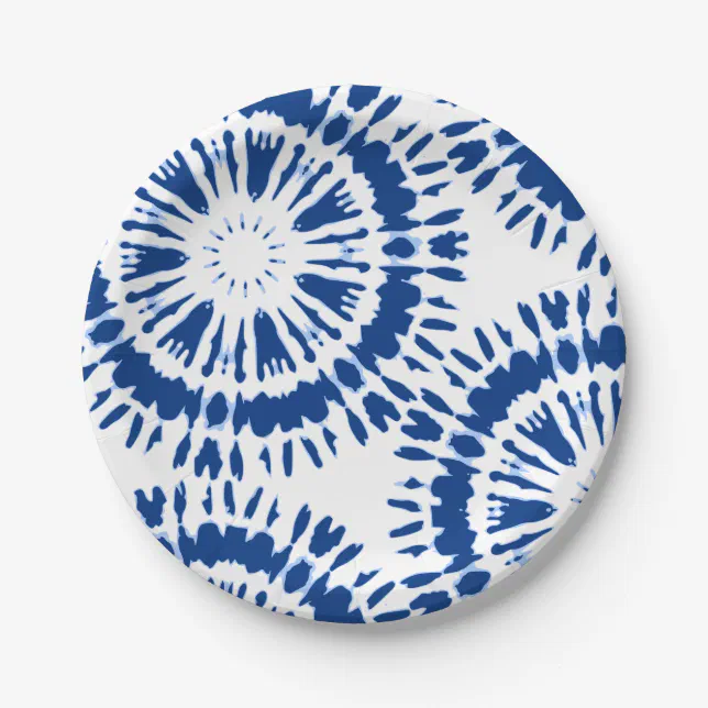 Indigo Blue Tie Dye Paper Plates | Zazzle
