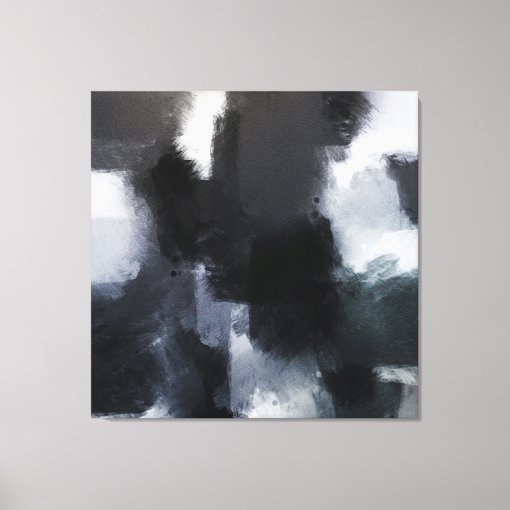 Indigo Gray Black Modern Abstract Brushstrokes Canvas Print | Zazzle