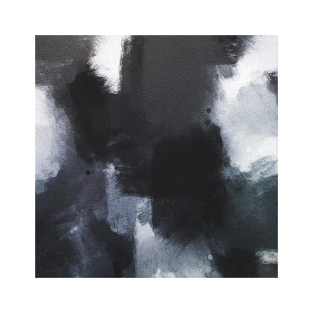 Indigo Gray Black Modern Abstract Brushstrokes Canvas Print | Zazzle