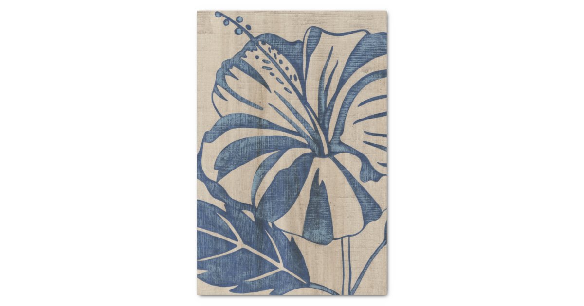 Indigo Hibiscus Tissue Paper | Zazzle
