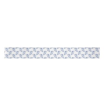 Indigo Leaf Lattice Satin Ribbon | Zazzle